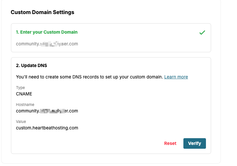 Set up a Custom Subdomain – Heartbeat